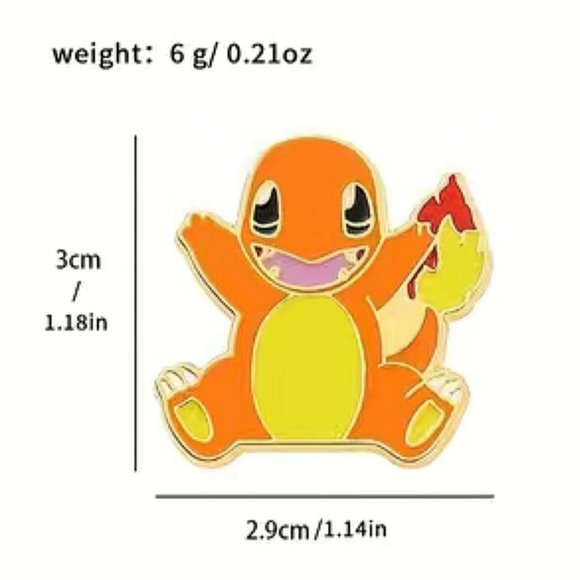 Accessories | Pokmon Charmander Happy Gold Metal Enamel 1 Pin Brooch ...